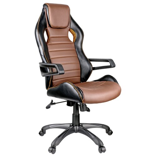 Компьютерное кресло Helmi HL-S03 Drift игровое, обивка: искусственная кожа, цвет: черный/коричневый/оранжевый