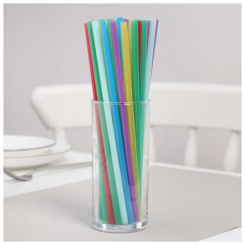 Набор одноразовых трубочек для коктейля Fresh, 0,7×21 см, 250 шт, цвет микс