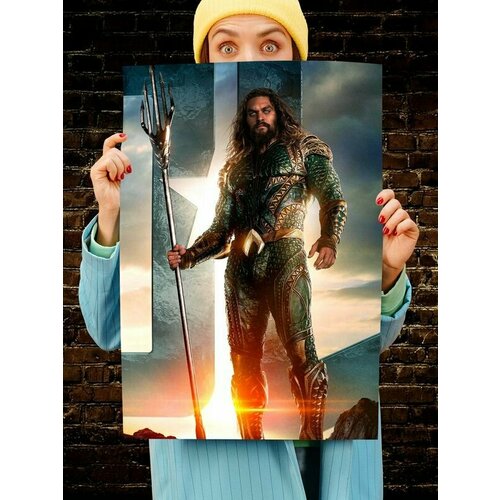 Постер интерьерный Аквамэн 2, 70х46 см. Матовый яркий. Лига справедливости Супергерои