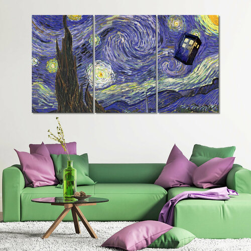 Модульная картина/Модульная картина на холсте/Модульная картина в подарок/Звёздная ночь - Starry Night 90х50