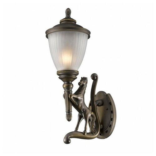 Favourite Уличный настенный светильник Guards 1334-1WL, E27, 60 Вт, цвет арматуры: бронзовый, цвет плафона белый