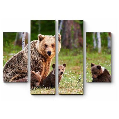 Модульная картина Семья очаровательных медведей 130x98