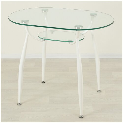 Стеклянный стол овальный Вокал-23 прозрачный/белый (1000х600)