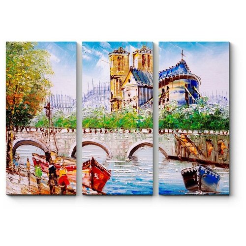 Модульная картина На набережной Парижа 110x79