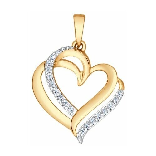 Подвеска Diamant online, золото, 585 проба, фианит, размер 2 см.