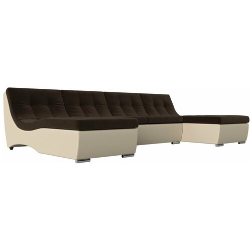 П-образный модульный диван Монреаль, коричневый; бежевый