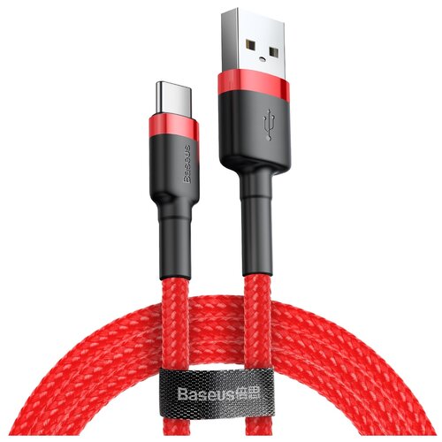 Кабель Baseus Cafule USB-A/USB-C 3A (CATKLF-A/CATKLF-B), 1 м, 1 шт., красный