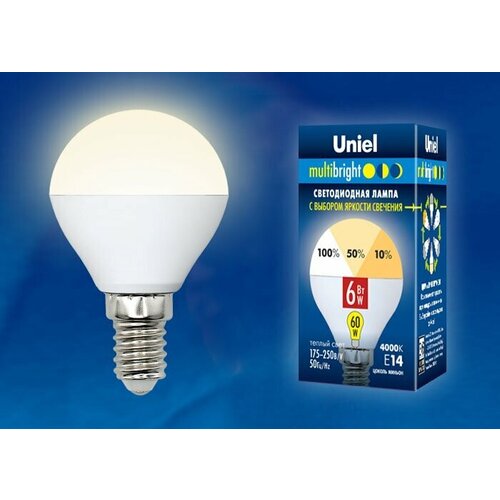 Светодиодная лампа шар G45 Белый теплый 6W UL-00002375 LED-G45-6W/WW/E14/FR/MB PLM11W Диммируемая Multibright