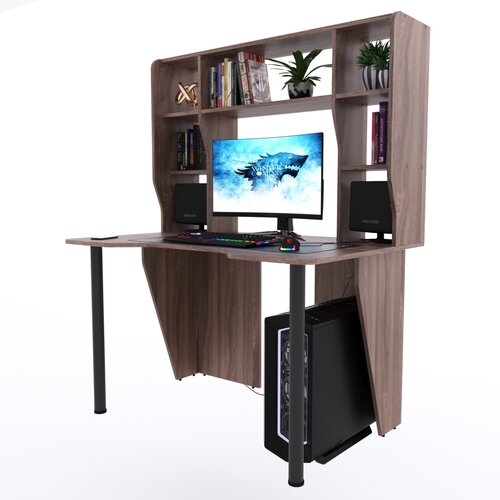 Компьютерный стол "Старк" с большой надстройкой, 140х90х152,6 см, шимо тёмный