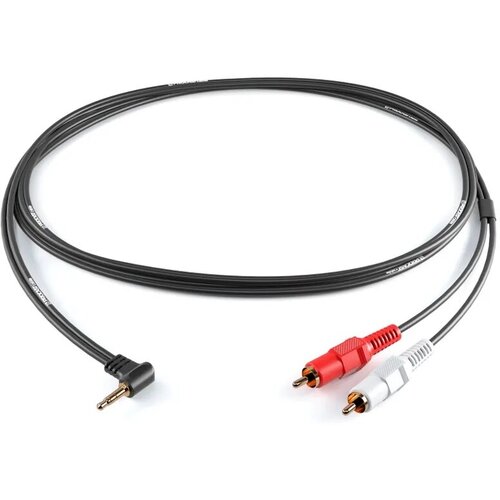 Межблочный кабель с угловым разъемом 3,5mm miniJack TRS-2RCA(male) PROCAST cable C-MJ/2RCA.2 длина 2m, черный