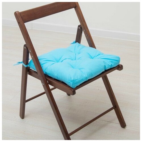 Набор подушек для стула 35х35 см 2шт, цв голубой, бязь, холлофайбер