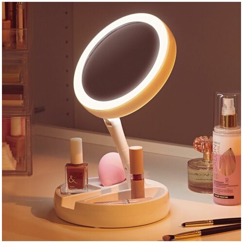 Зеркало для макияжа косметическое LED подсветкой для бритья