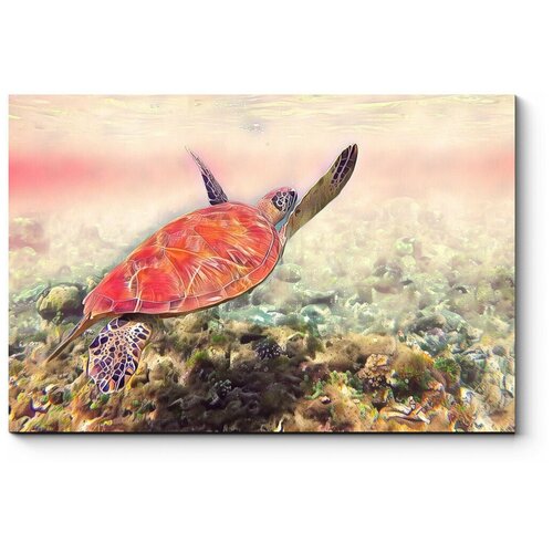 Модульная картина Плывущая яркая черепаха 60x40