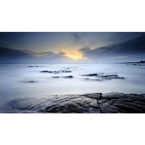 Картина на холсте 60x110 Альянс Лес "Море пейзаж закат" на подрамнике / интерьер/ декор