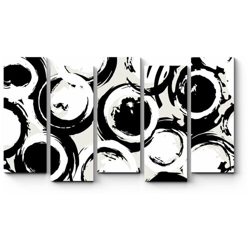 Модульная картина Белое в черный горошек 150x87