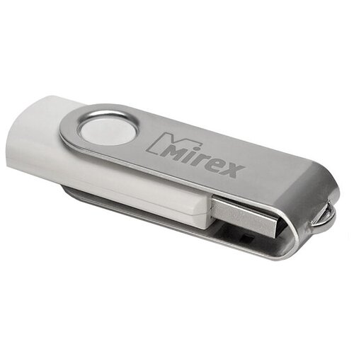 Флешка Mirex SWIVEL WHITE, 16 Гб, USB2.0, чт до 25 Мб/с, зап до 15 Мб/с, белая