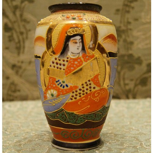 Антикварная фарфоровая ваза Сацума (Satsuma). Японская Империя, 20 век.