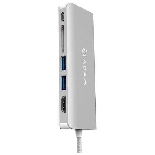 USB-концентратор  Adam Elements CASA Hub A01, разъемов: 5, серебристый