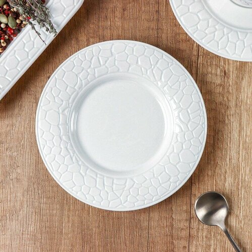 Тарелка фарфоровая пирожковая Magistro Rodos, d=15,6 см, цвет белый