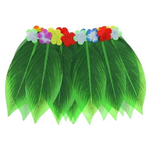 Гавайская юбка Страна Карнавалия "Листики зеленые и цветочки" 36 см