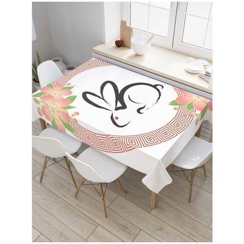 Скатерть прямоугольная JoyArty на кухонный стол "Кроличий узор" из оксфорда, 120x145 см