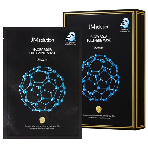 JMsolution Тканевая маска с фуллереном и пептидами для гладкой и упругой кожи GLORY AQUA FULLERENE MASK DELUXE, 10 шт