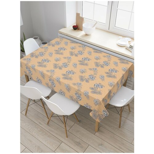 Скатерть прямоугольная JoyArty на кухонный стол "Еловые шишки" из оксфорда, 120x145 см