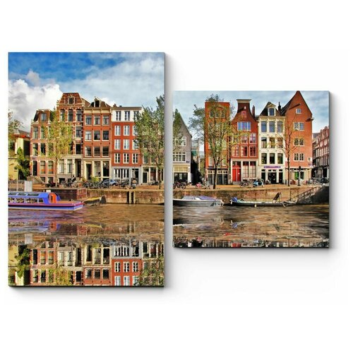 Модульная картина Зеркальная гладь канала, Амстердам 150x113