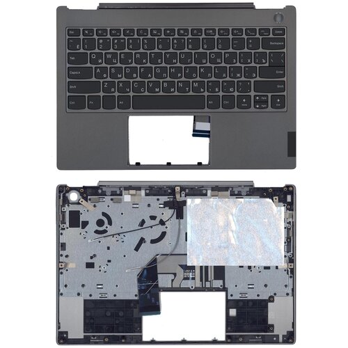 Клавиатура для Lenovo ThinkBook 13s-IWL черная с серым топкейсом