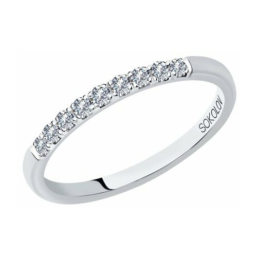 Кольцо помолвочное Diamant online, белое золото, 585 проба, бриллиант, размер 15, бесцветный