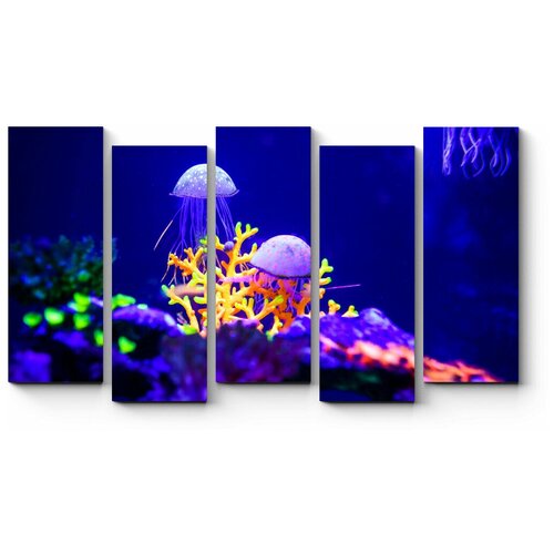 Модульная картина Яркий мир кораллов и медуз 210x121