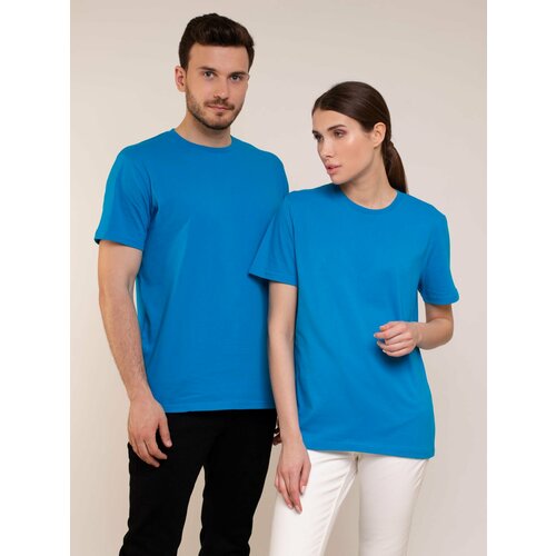 Футболка Uzcotton футболка мужская UZCOTTON однотонная базовая хлопковая, размер 44-46\S, голубой