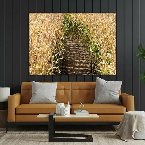 Картина на холсте (Кукурузное поле, природа, пейзаж) 50 70 см/ для интерьера/в комнату/на стену/в подарок