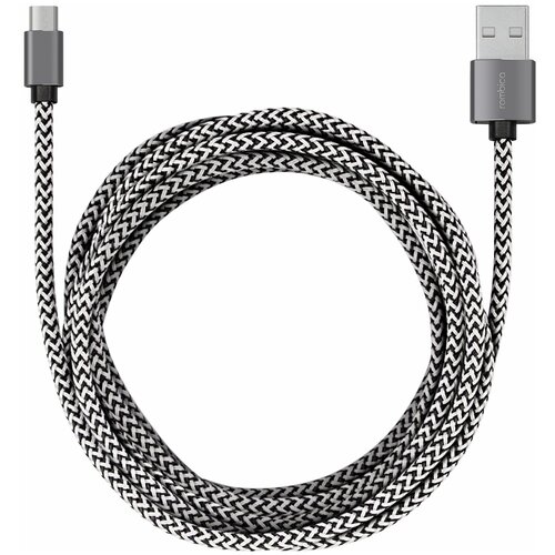 Кабель Rombica Digital USB - microUSB (AB-04), 2 м, черный/белый