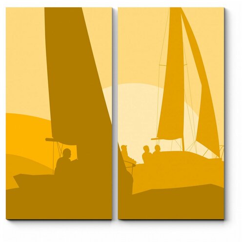 Модульная картина Яхты в лучах закатного солнца 50x50