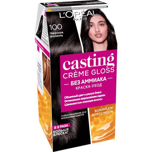 L'Oreal Paris Casting Creme Gloss стойкая краска-уход для волос, 100 черная ваниль