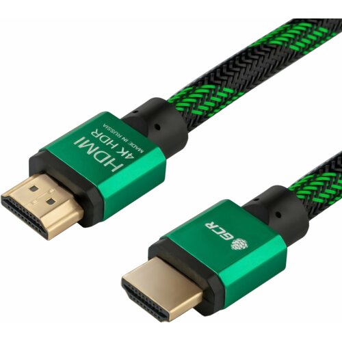 Greenconnect Кабель 3.0m HDMI версия 2.0, HDR 4:2:2, Ultra HD, 4K 60 fps 60Hz/5K*30Hz, 3D, AUDIO, 18.0 Гбит/с, 28/28 AWG, OD7.3mm, тройной экран, BICOLOR нейлон, AL корпус зеленый, GCR-51487 Greenconnect HDMI (m) - HDMI (m) 3м (GCR-51487)