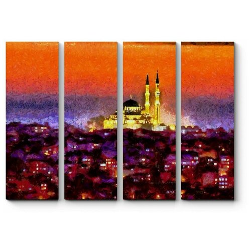 Модульная картина Сияющий Стамбул ночью 180x135