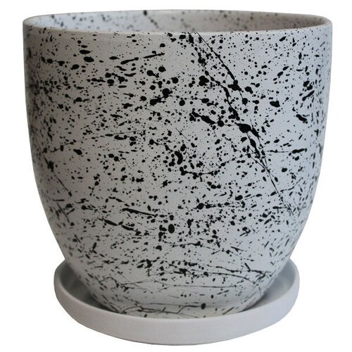 Горшок керамический с поддоном абстракция 4,7л d21см серый