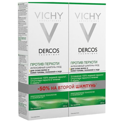 Vichy набор шампуней Dercos Anti-Dandruff Dry Hair, 200 мл, 2 шт.