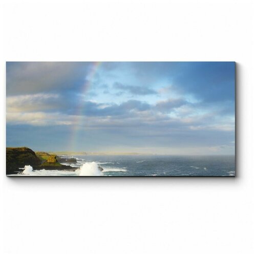 Модульная картина Морской пейзаж с радугой 50x25