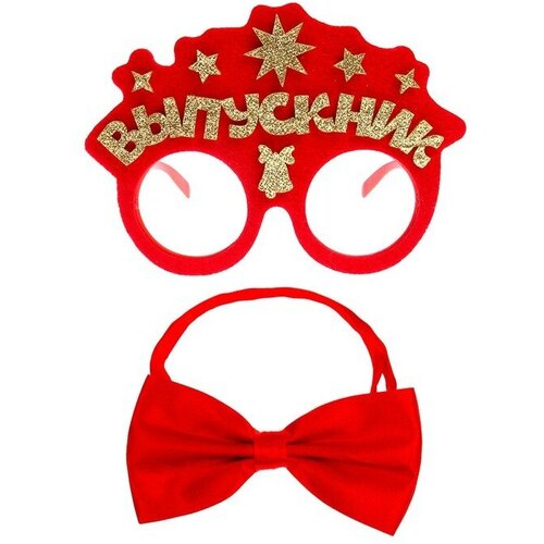 Набор карнавальный "Умный выпускник"2 предмета: очки красные, галстук-бабочка красная