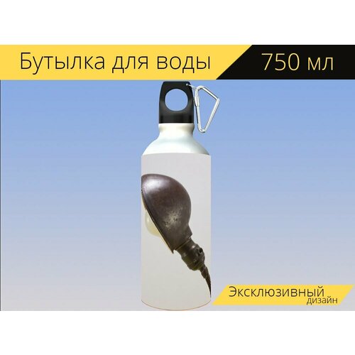 Бутылка фляга для воды "Лампа, древний, ретро" 750 мл. с карабином и принтом