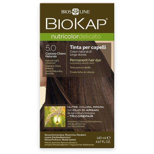 BioKap Nutricolor Delicato стойкая крем-краска для волос, 5.0 светло-коричневый, 140 мл