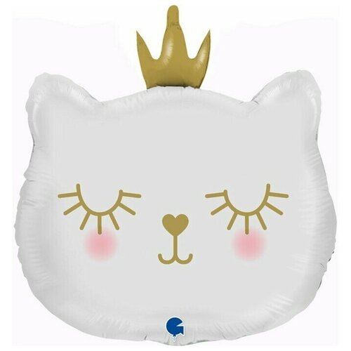 Шар фольгированный 26" «Котёнок принцесса», 1 шт, фигура, цвет белый