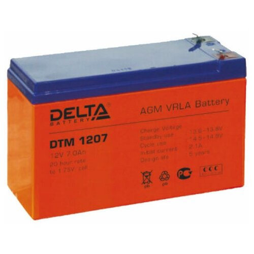 Батарея Delta DTM 1207, 12V 7Ah (Battery replacement APC rbc2, rbc22, rbc23, rbc48, rbc113, rbc123, rbc132, sybt5 12A)