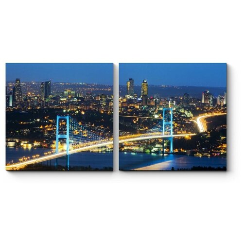 Модульная картина Город не спит, ночной Стамбул150x75