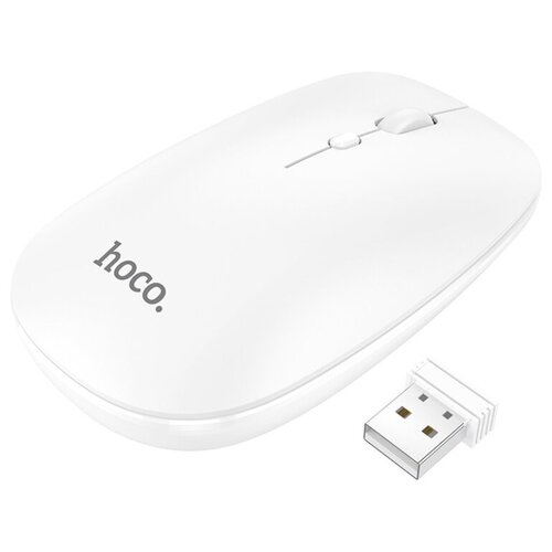 Мышь беспроводная HOCO, GM15, ART, 1600 DPI, USB, 4 кнопки, цвет: белый
