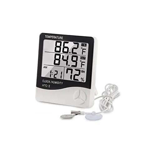 Термометр-гигрометр цифровой электронный комнатный НТС-2. Погодная станция для измерения температуры и влажности, Часы, Будильник c выносным датчиком