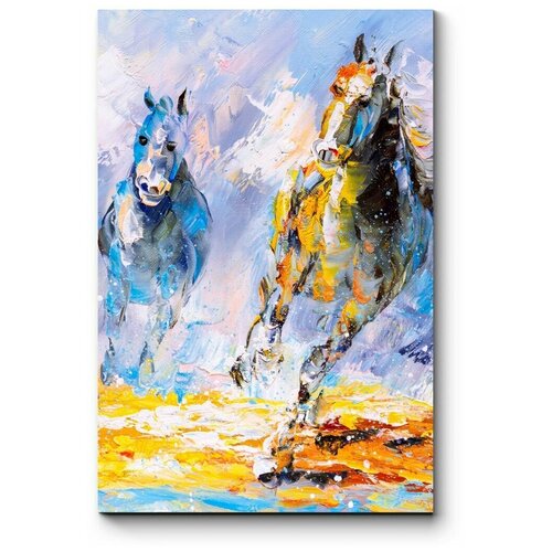 Модульная картина Бегущие лошади, масло 50x75